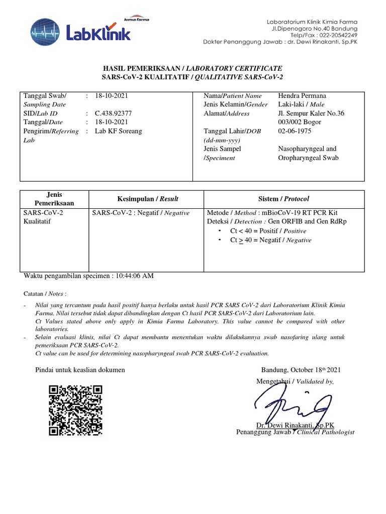 Laboratory Certificate of Hendra Permana - 18102021 | PDF | Sains ...
