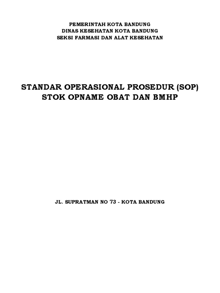 Stok Opname Obat Dan BMHP (SOP DKK) | PDF