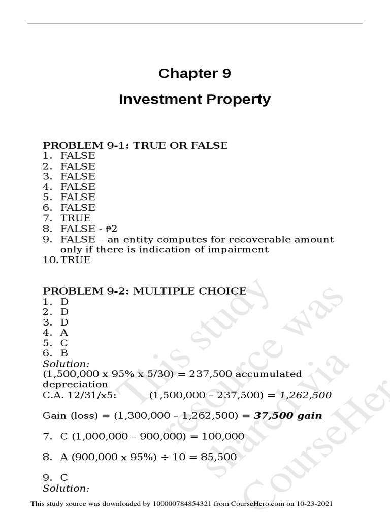 Asi Chapter 9 Investment Property | PDF | Investing | Balance Sheet