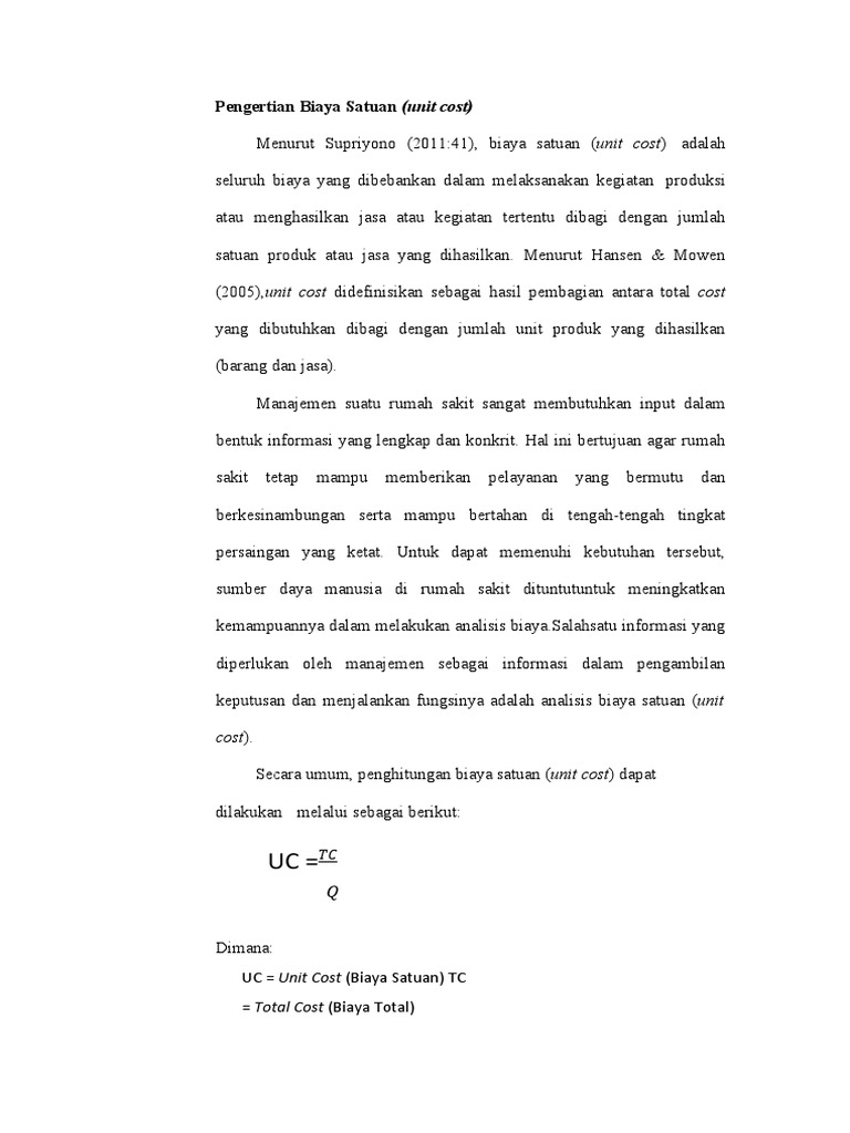 Materi Unit Cost | PDF