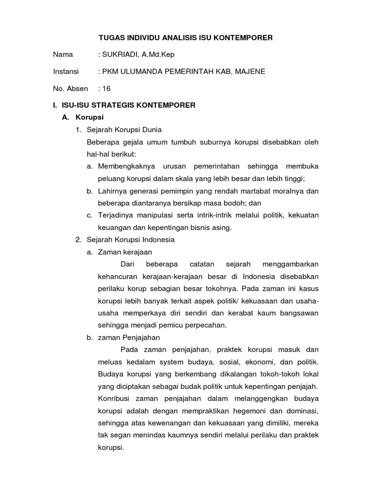 Tugas Individu Analisis Isu Kontemporer | PDF