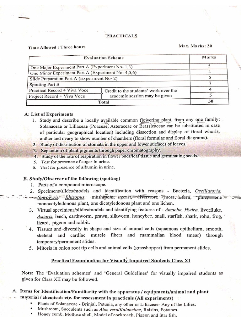 Bio Practical Class11 | PDF