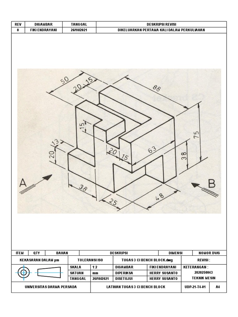 Dimensi dan Gambar CI Bench Block | PDF | Teknologi & Rekayasa