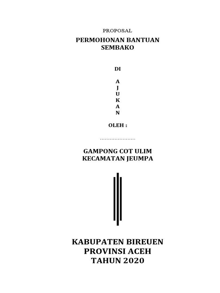 Cover Proposal Permohonan Bantuan Sembako Word | PDF