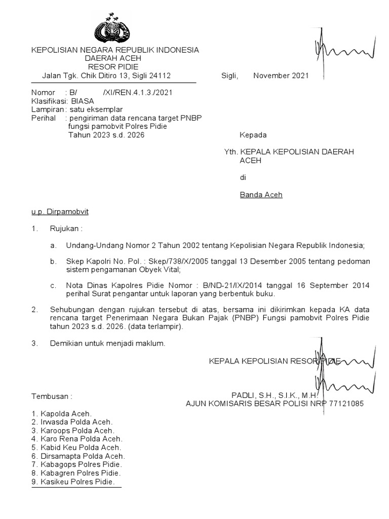 Surat Pengantar PNBP | PDF