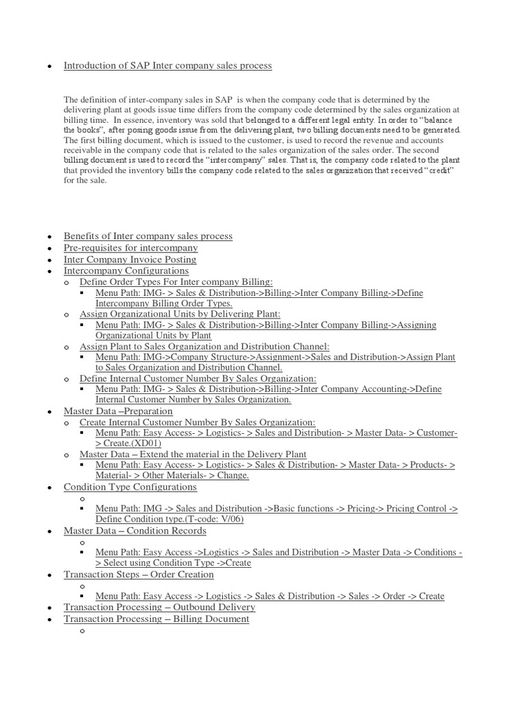 Intercompany Sales Process Sap | PDF | Sales | Invoice