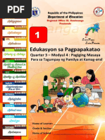 ESP 1 QUARTER 3 WEEK 4 Pagsunod Sa Utos NG Magulang at Nakakatanda | PDF