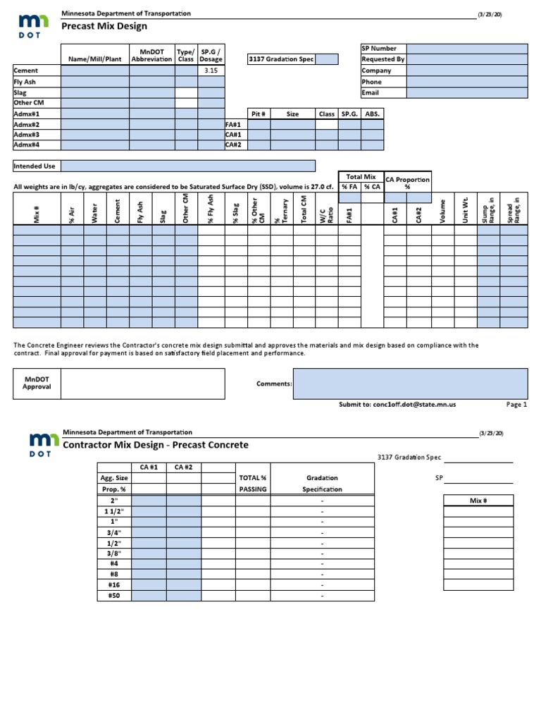 Precast Mix Design 2020 | PDF | Concrete | Civil Engineering