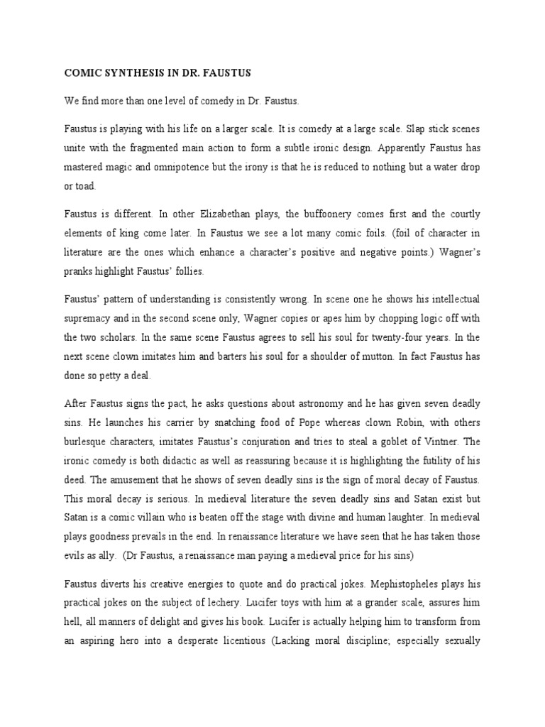 Comic Synthesis in Dr. Faustus | PDF | Satan