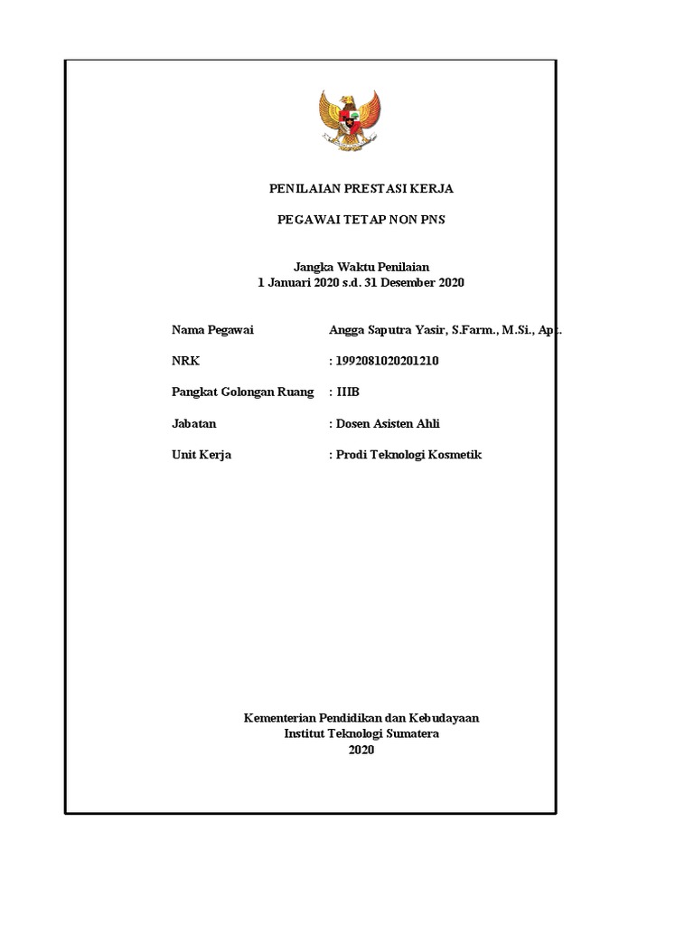 Contoh Format SKP Dosen Non Pns | PDF