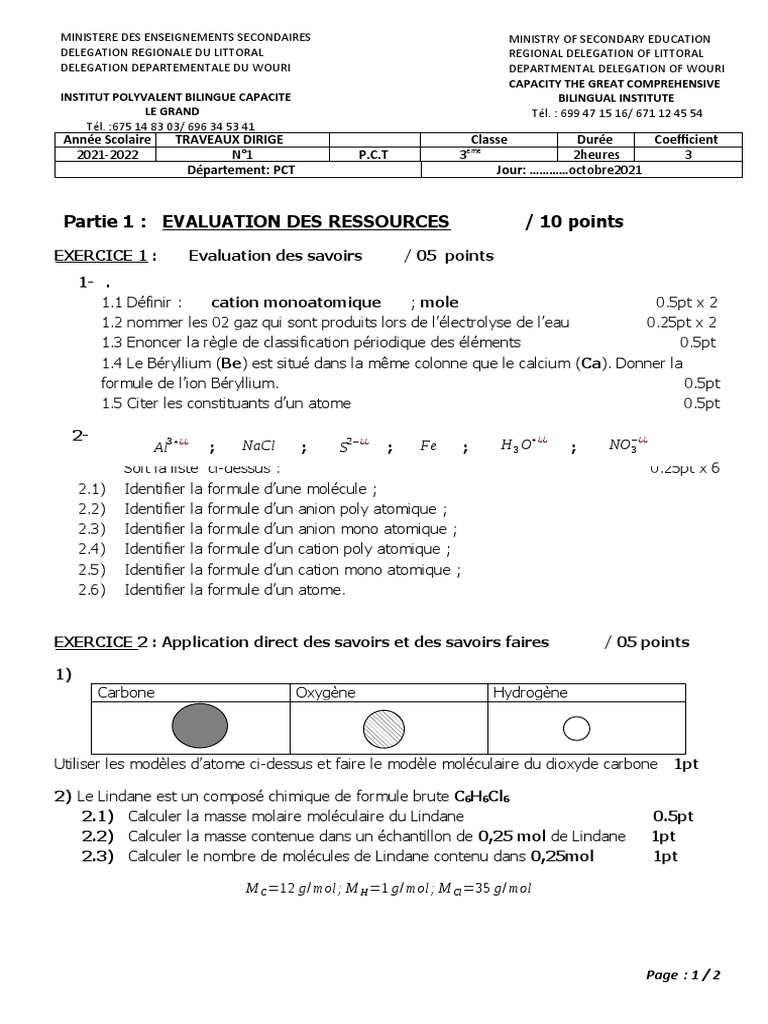 3ème PCT Seq 1 | PDF | Mole (unité) | Molécules