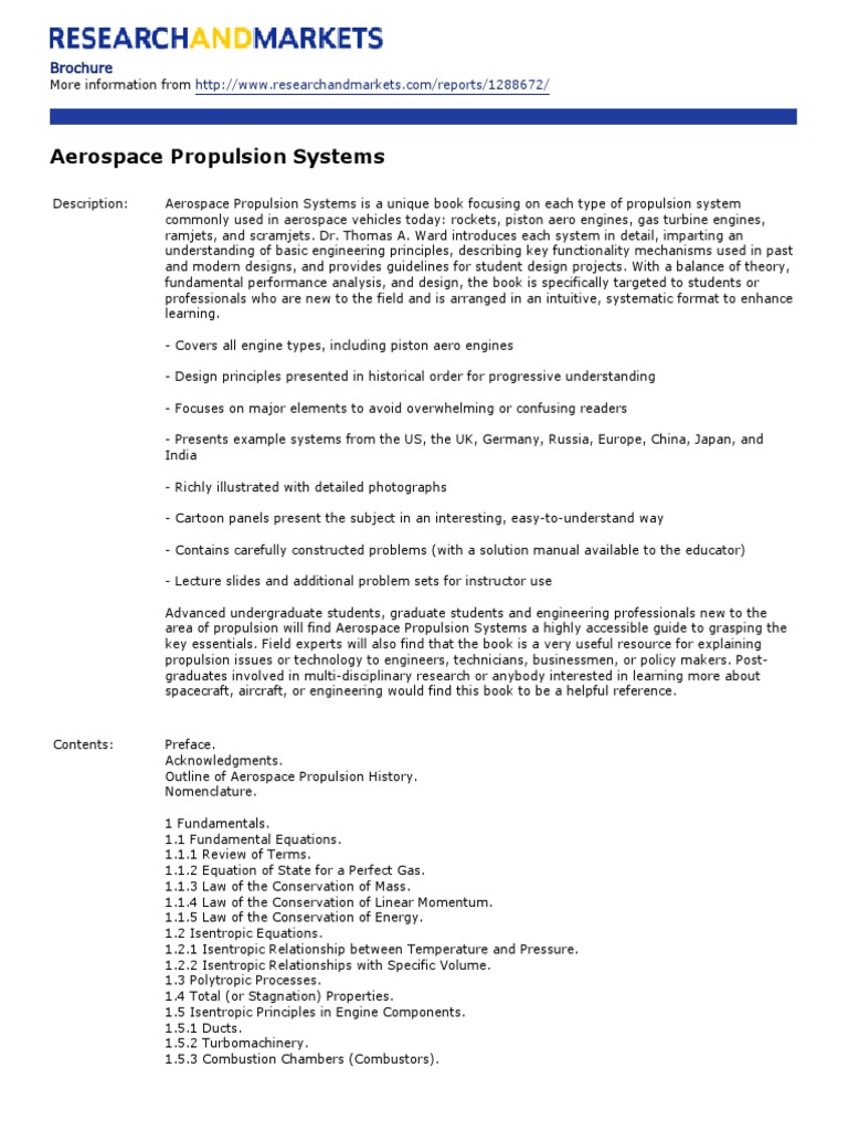 Aerospace Propulsion Systems Overview | PDF | Rocket Engine | Rocket ...