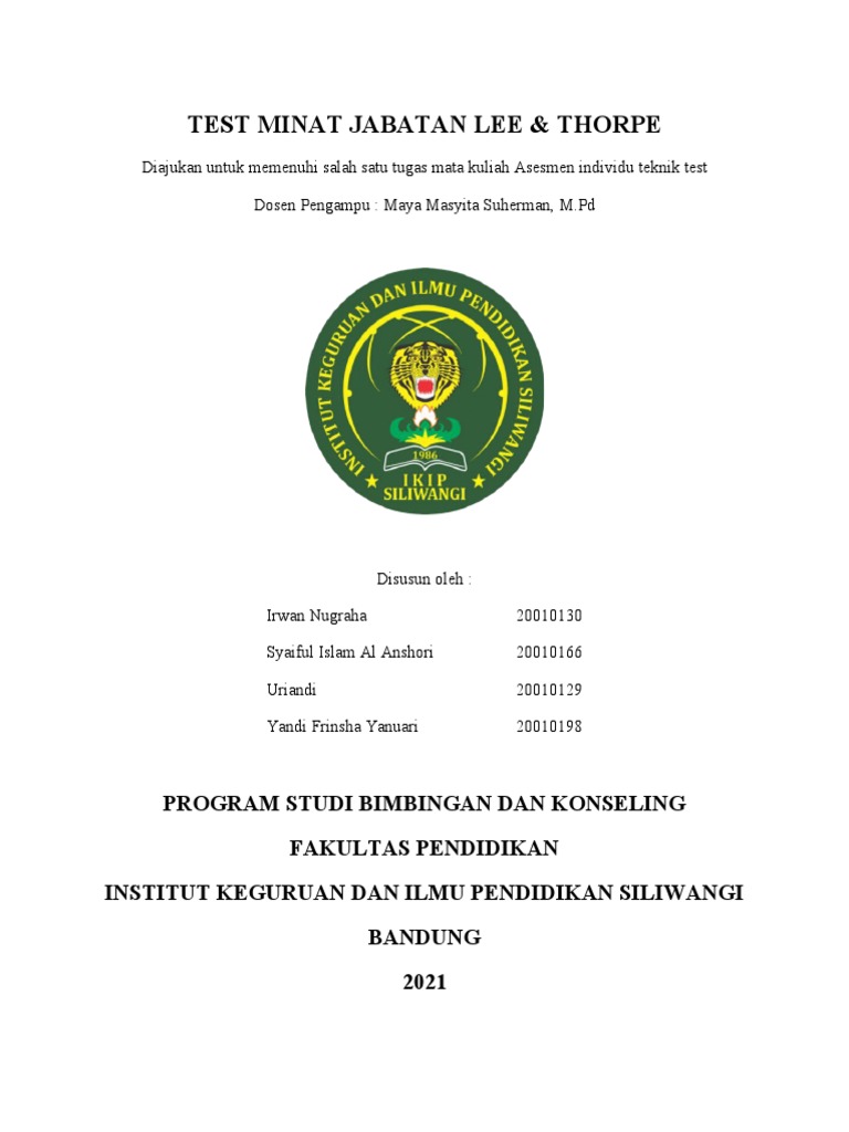 Tes Minat Jabatan Lee & Thorpe | PDF | Karier & Perkembangan
