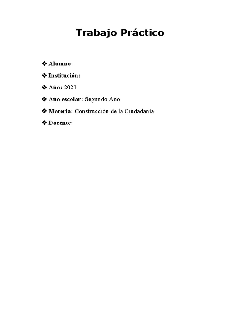 Trabajo práctico-CIUDADANÍA-SEGUNDO AÑO | PDF | Constitución | Argentina