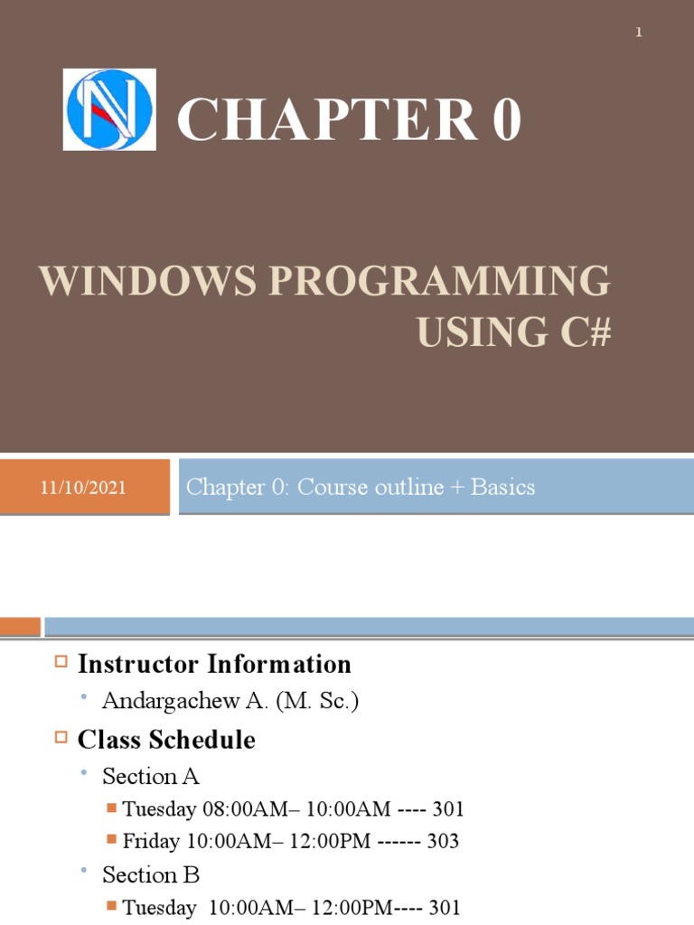 Windows Programming Using C#: Chapter 0: Course Outline + Basics | PDF ...