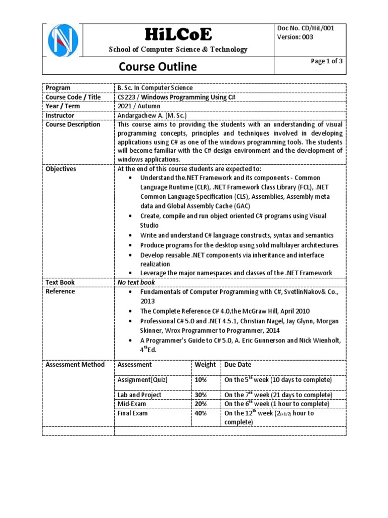 CS223 - Windows Programming - 2021-10-12 | PDF | C Sharp (Programming ...
