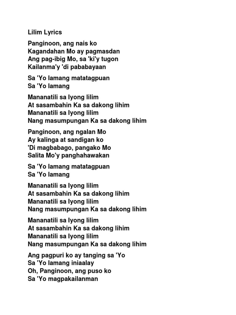 Lilim Lyrics | PDF