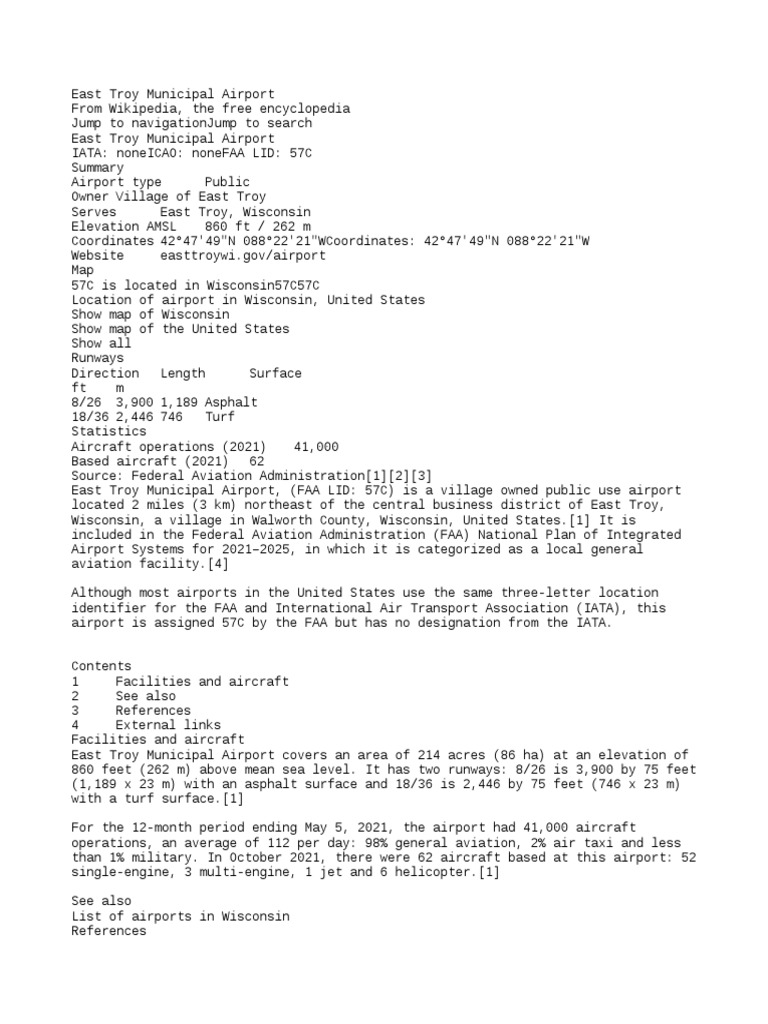 East Troy Municipal Airport | PDF | Airport | Aviation