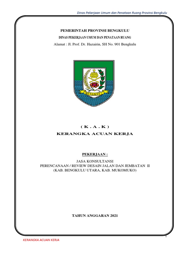 KAK Perencanaan Jalan Dan Jembatan II Baru Th. 2021 | PDF | Sains & Matematika | Teknologi ...