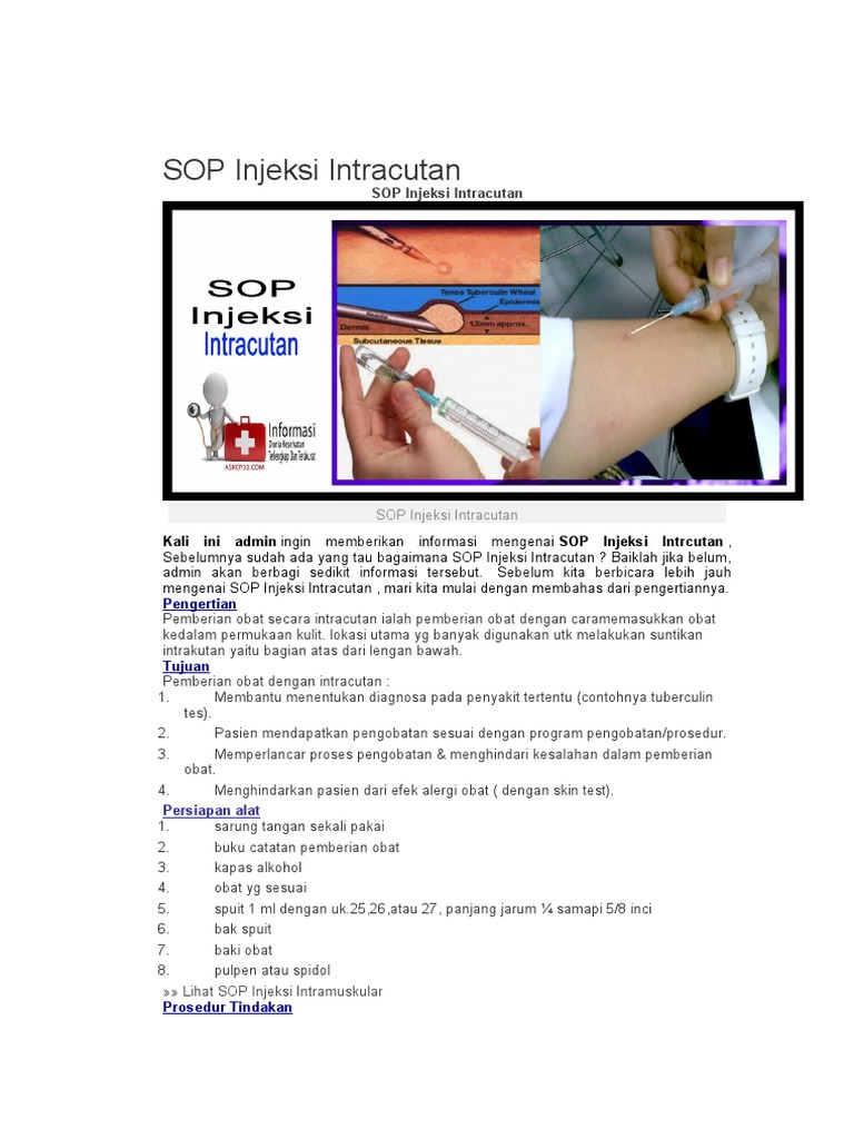 SOP Injeksi Intracutan | PDF
