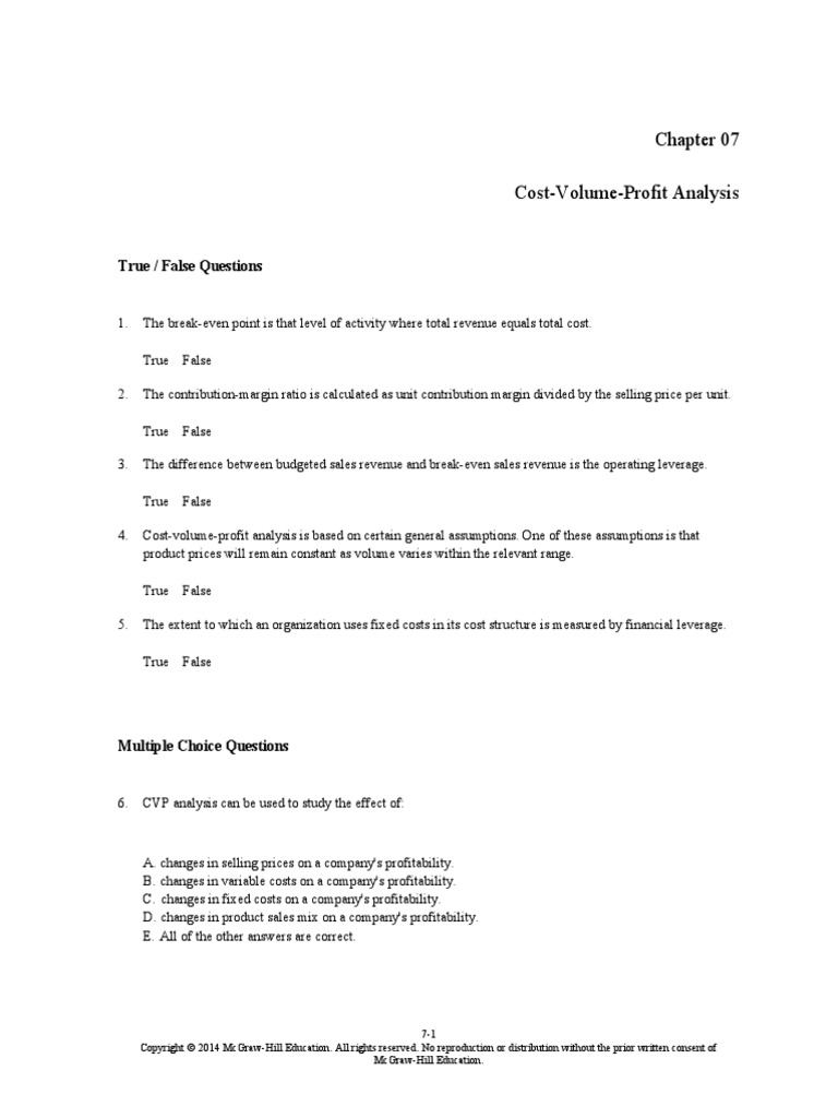 CVP Practice Questions | PDF | Business Economics | Market (Economics)
