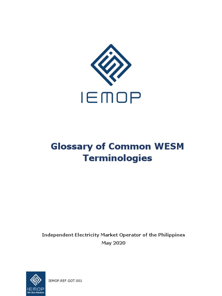 IEMOP Glossary of Common WESM Terminologies | Download Free PDF ...