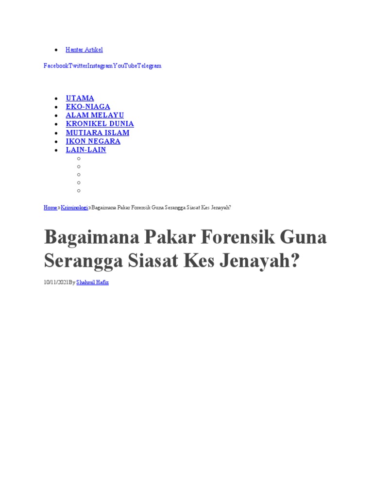 Bagaimana Pakar Forensik Guna Serangga Siasat Kes Jenayah? | PDF