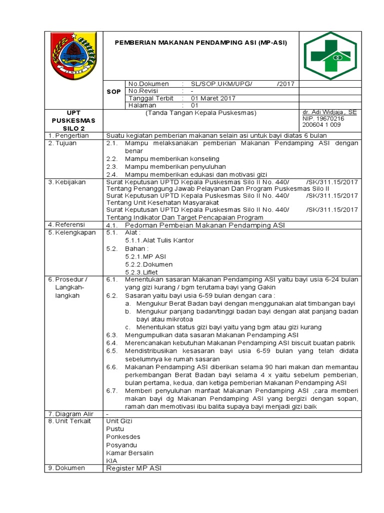 SOP MP-ASI Puskesmas Silo 2 | PDF
