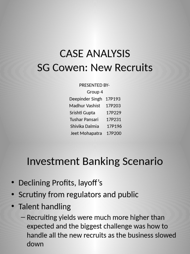 Group4 SG Cowen New Recruits | PDF | Investment Banking | Cognition