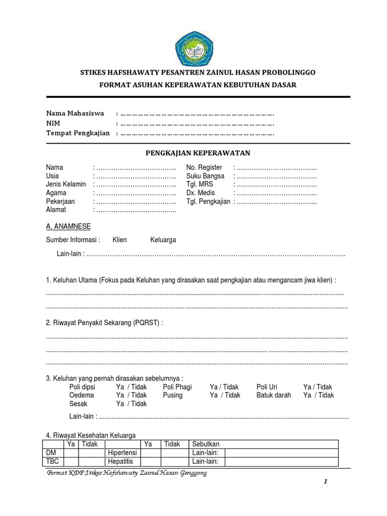 Format Askep KDP | PDF | Pengembangan Diri | Kesehatan Holistik