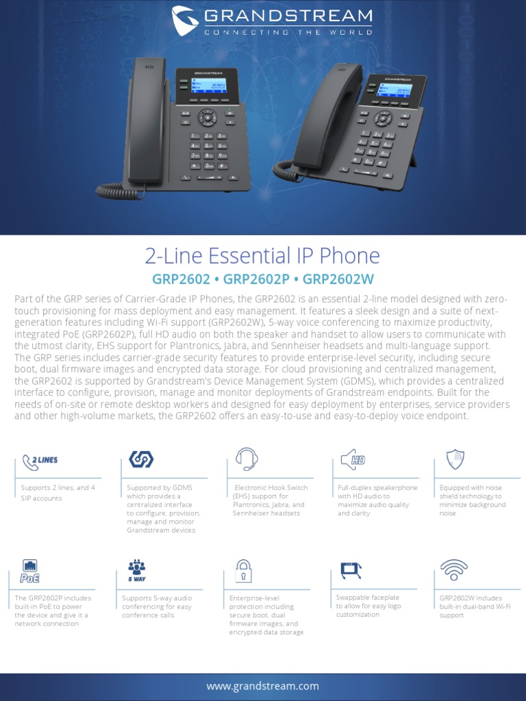 Grandstream GRP2602 (P.W) | PDF | Session Initiation Protocol | Wi Fi