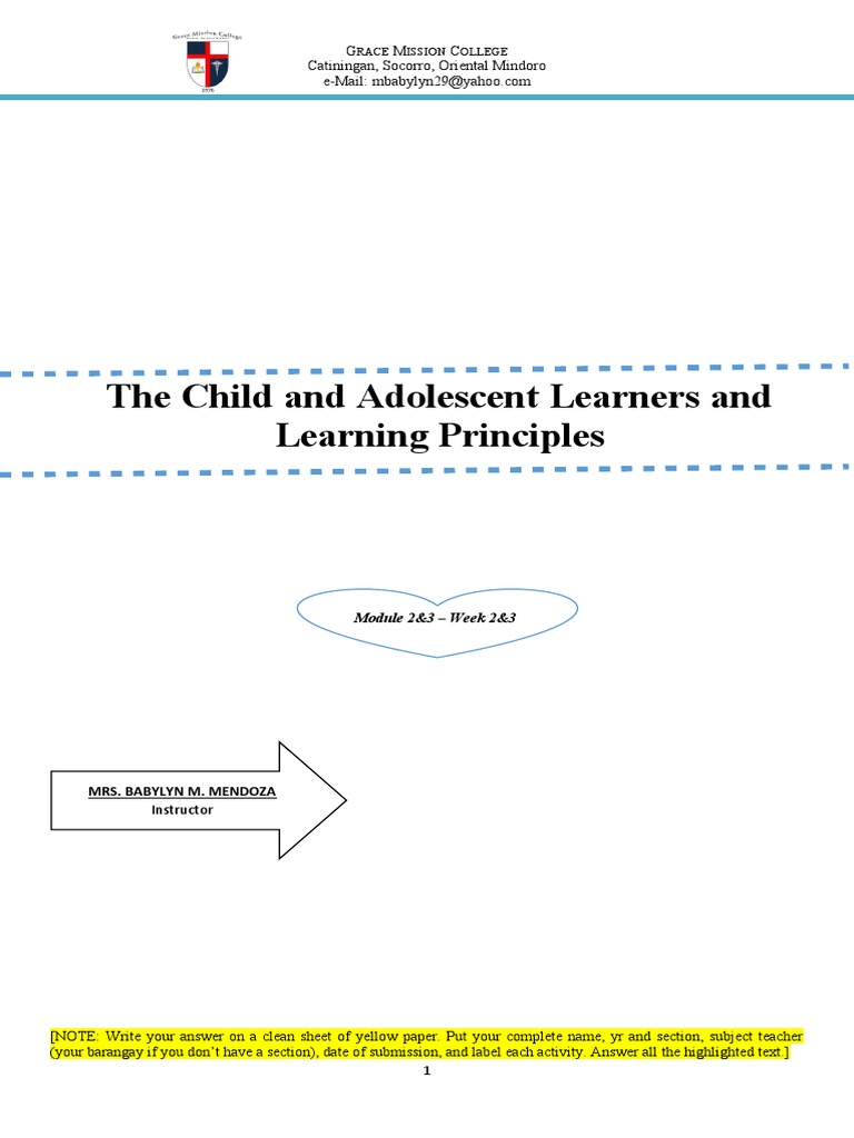 The Child and Adolescent Learners and Learning Principles: Race Ission Ollege | PDF ...