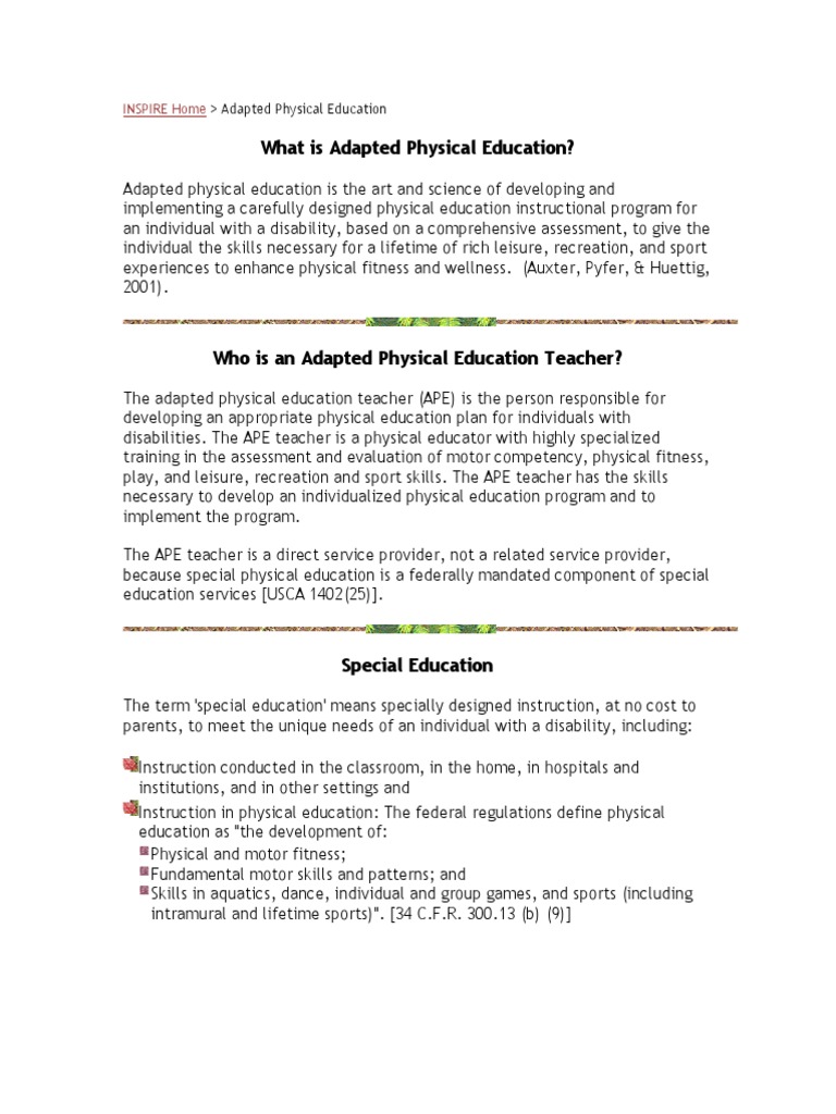 An In-Depth Look at Adapted Physical Education: Roles, Responsibilities ...