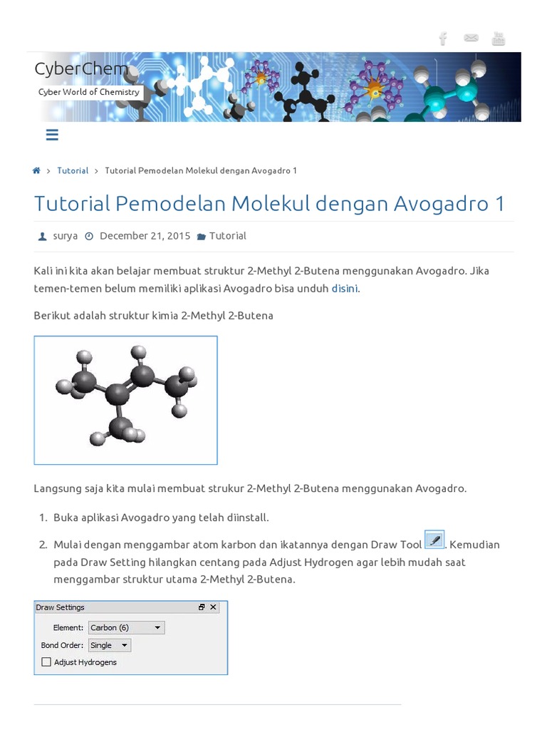 Tutorial Pemodelan Molekul Dengan Avogadro 1 - CyberChem | PDF