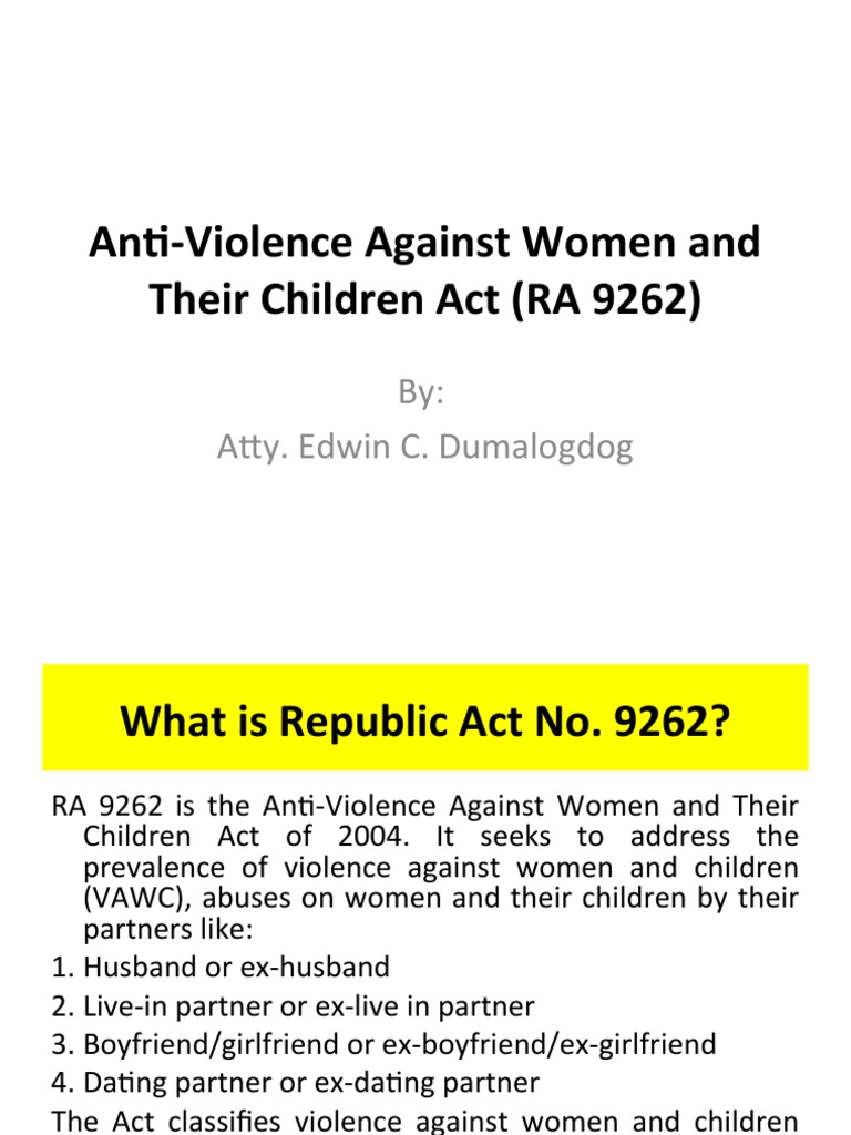R.A. 9262 Violence Against Women and Children | PDF | Restraining Order ...