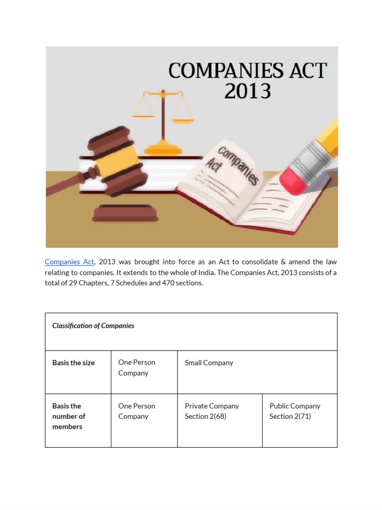 Companies Act 2013 Overview | PDF