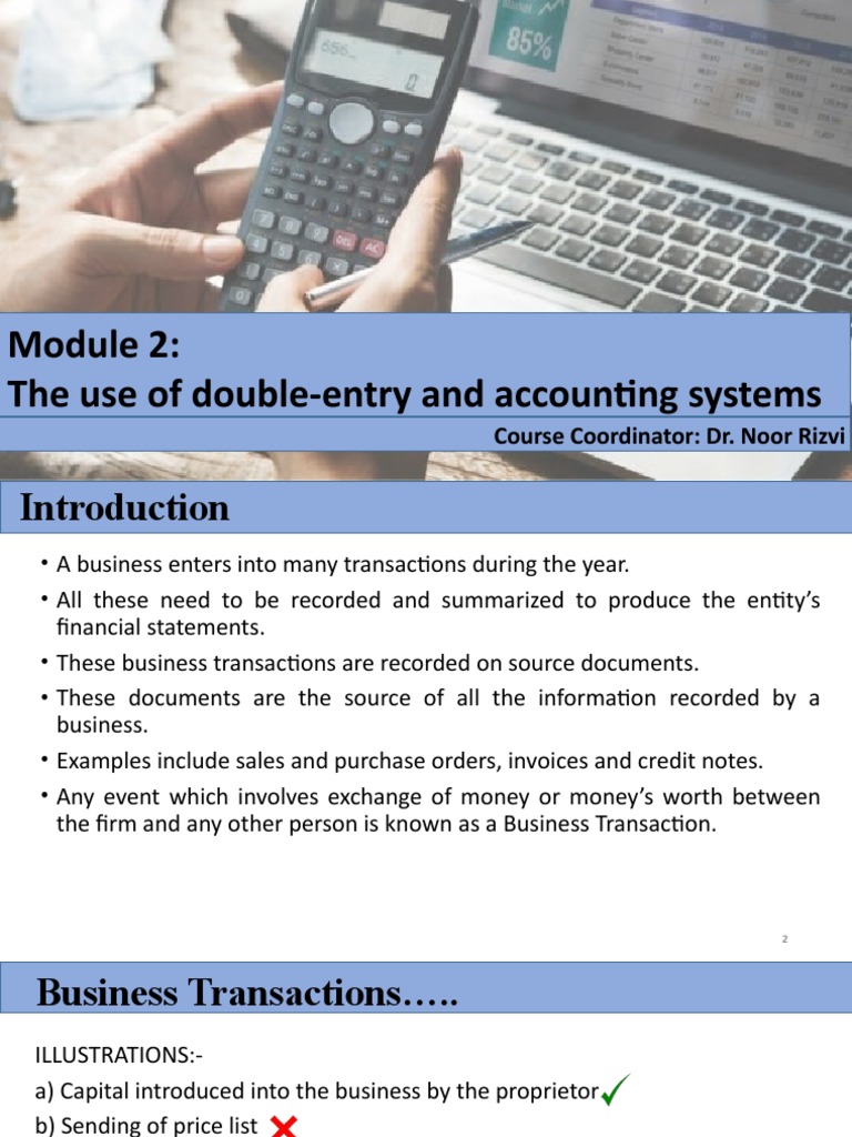 Module 2 - The Use of Double-Entry and Accounting Systems | PDF ...