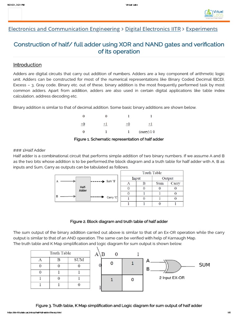 Half Adder | PDF | Logic Gate | Electronics