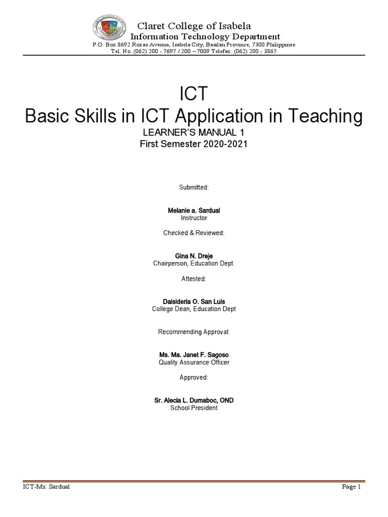 Learner's Manual ICT-1 | PDF | Computer Data Storage | Operating System