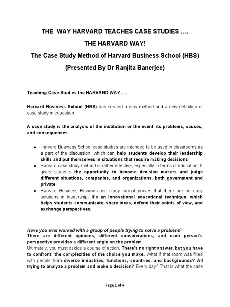 Harvard Case Study Method | PDF | Harvard Business School | Decision Making