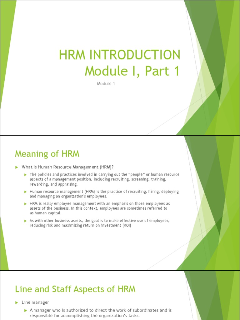 HRM Module I - Part 1 | PDF | Human Resource Management | Human Resources