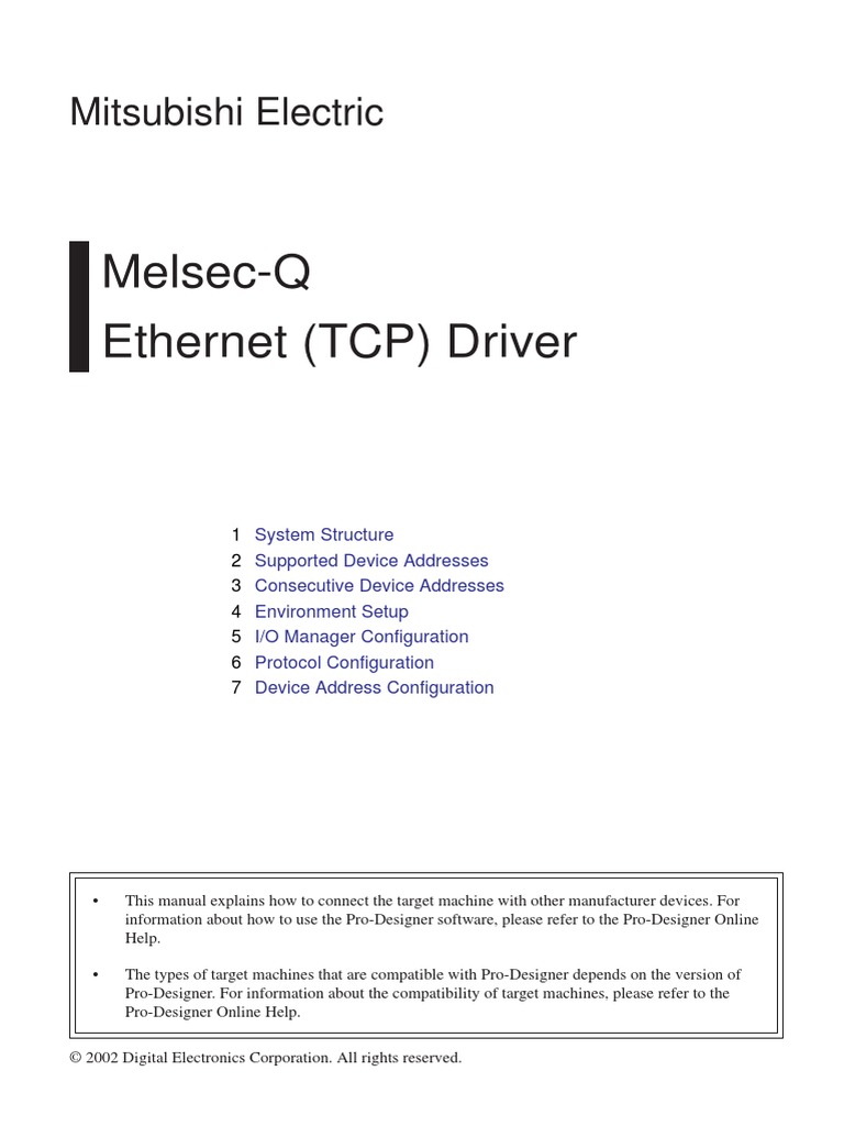 Melsec-Q Ethernet (TCP) Driver - MitsubishiMelsecQTCPea | Download Free ...