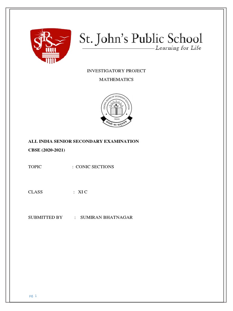 Investigatory Project Math Project | PDF | Ellipse | Geometric Shapes