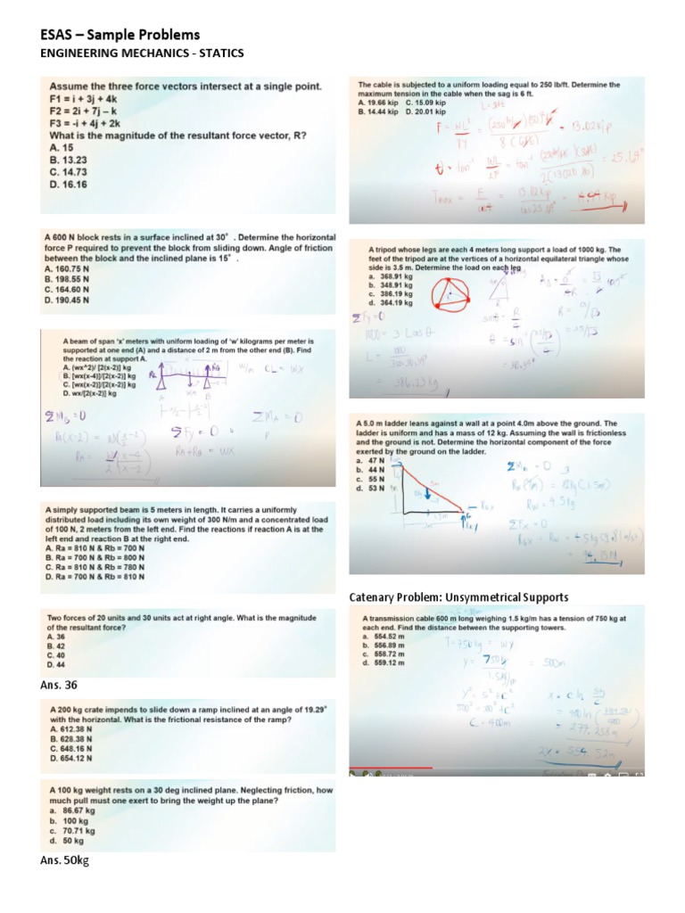 Esas Statics Sample Problems Pdf Force Lever
