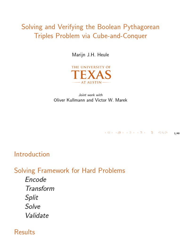 Solving and Verifying The Boolean Pythagorean Triples Problem Via Cube ...