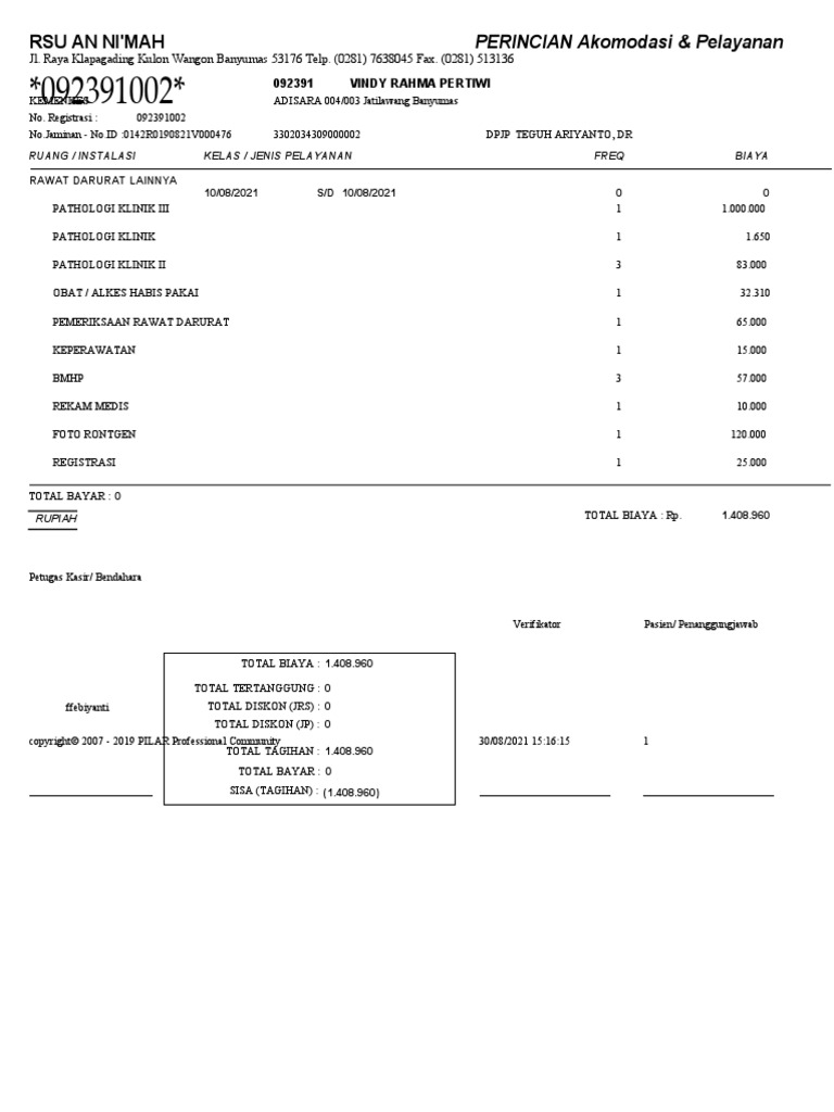 Billing Ny. Vindy Rahma | PDF