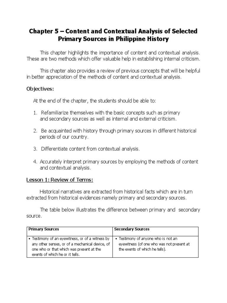 Chapter 5 - Content and Contextual Analysis of Selected Primary Sources ...