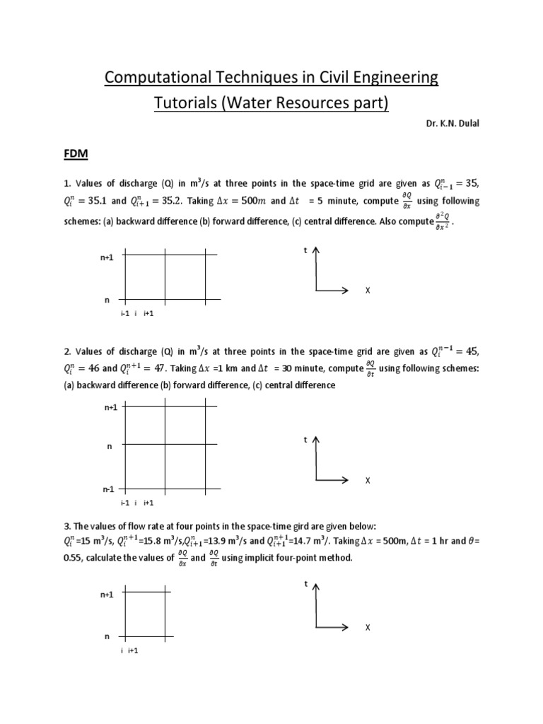 Computational Techniques in Civil Engineering Tutorials (Water ...