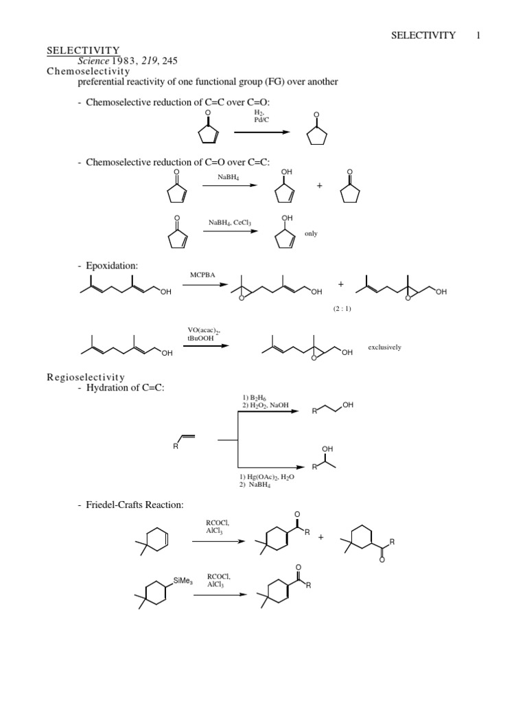 Selectivity | PDF | Organic Chemistry | Chemistry