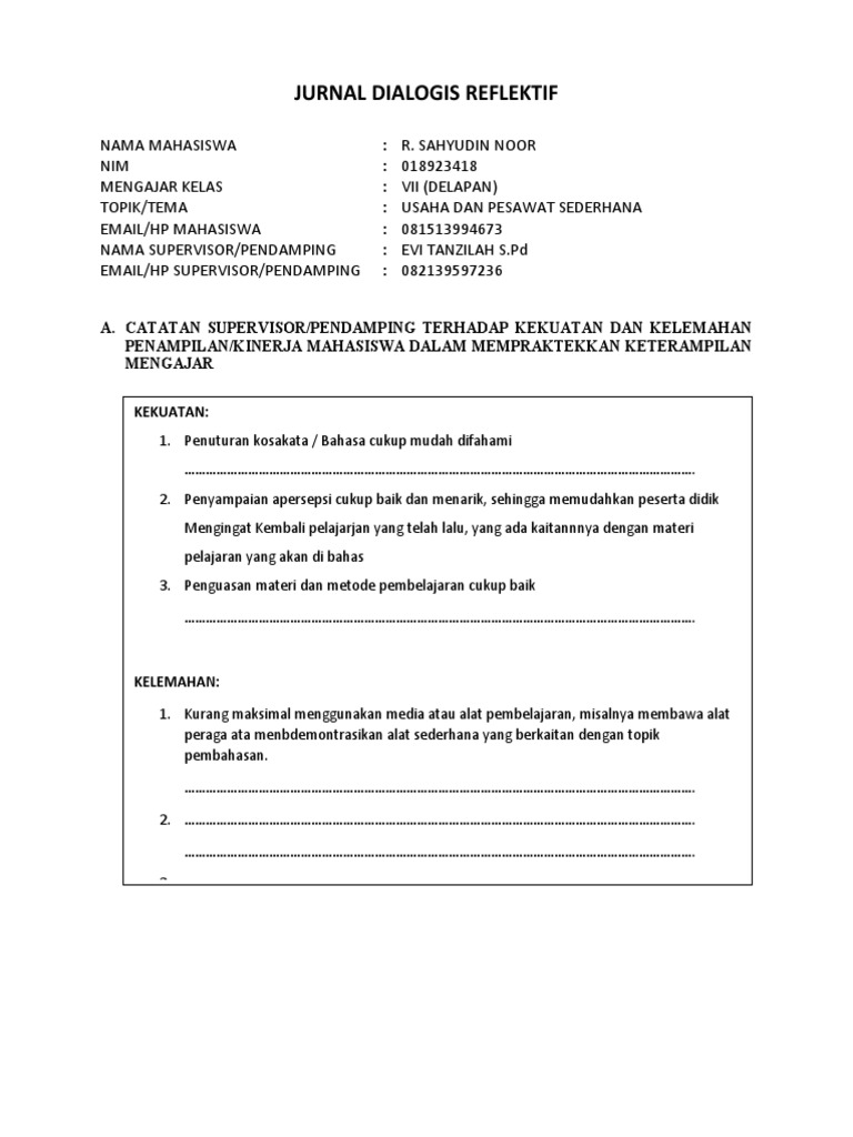 Jurnal Dialogis Reflektif | PDF